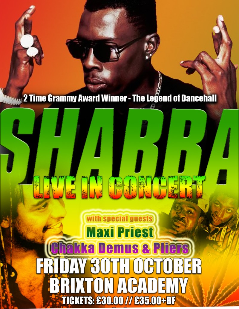 UK EVENT: SHABBA RANKS LIVE AT THE BRIXTON ACADEMY – MAD NEWS UK